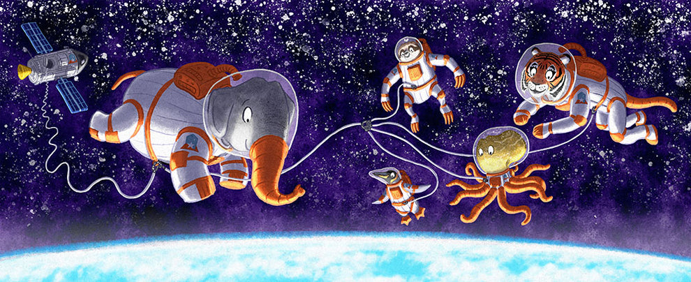 "Spacewalk" Archival print from Stellarphant – Flight by Paper Bird